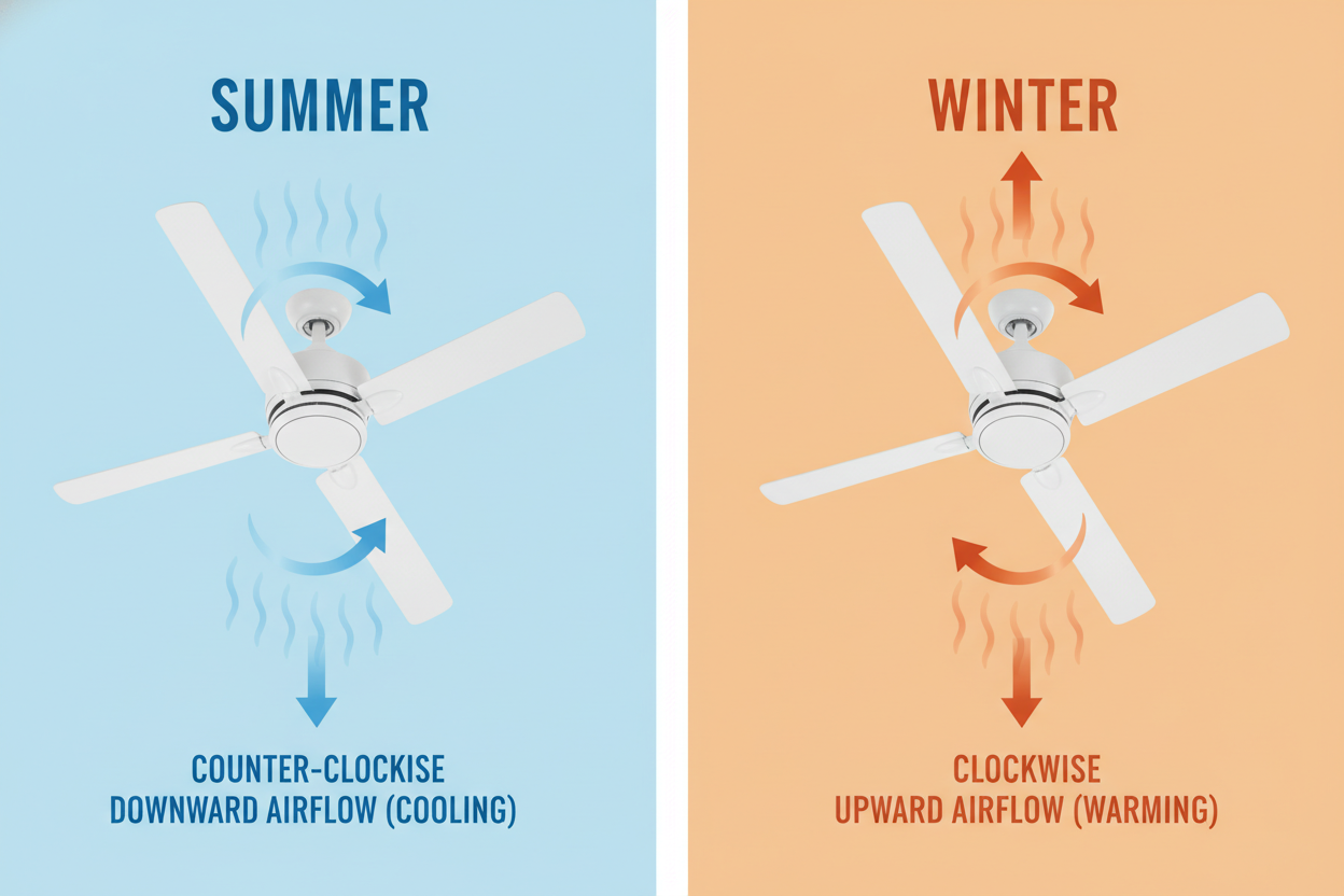 Ceiling Fan Direction Summer vs Winter Explained – Fan Connection